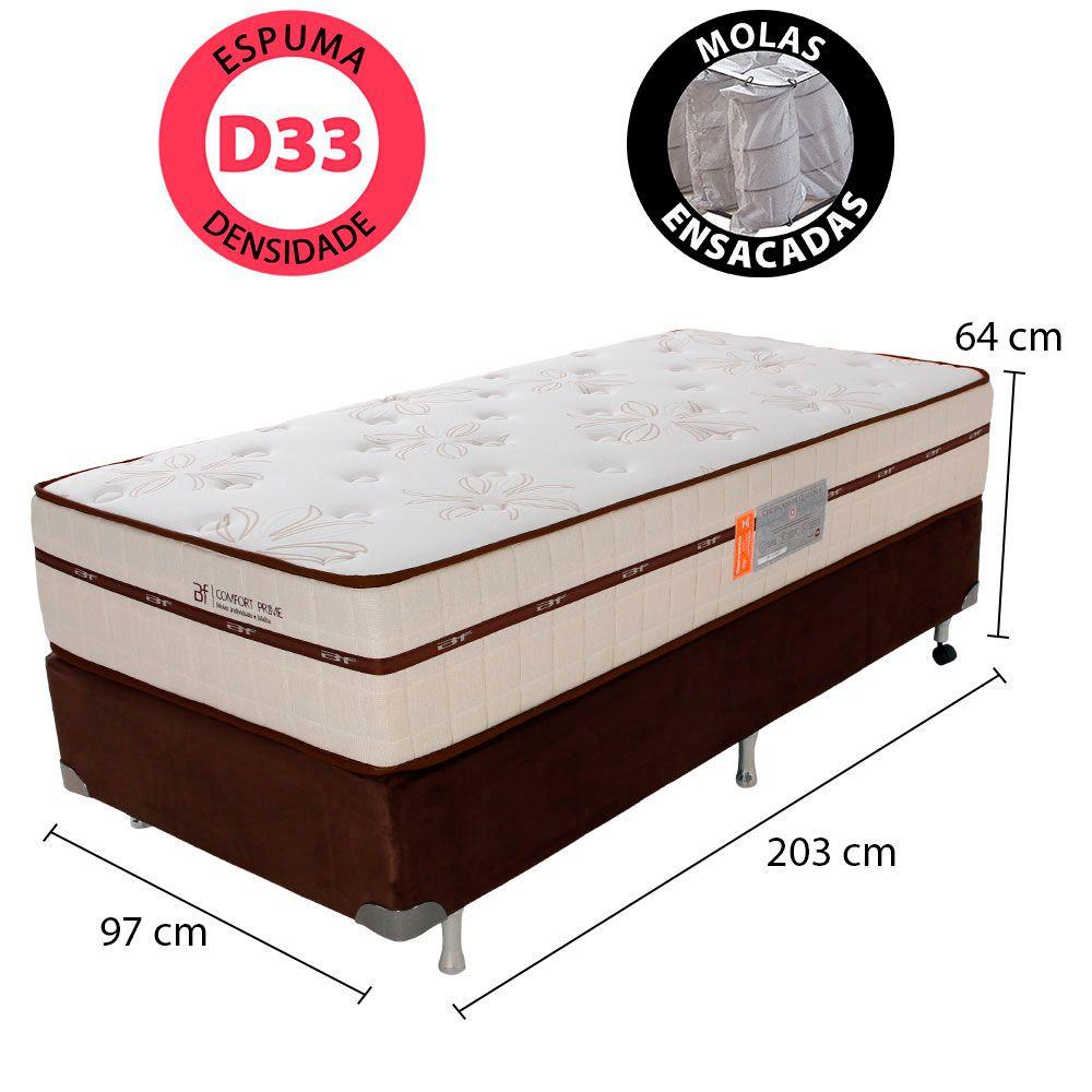 Cama Box Solteirão Colchão Molas Ensacadas com Espuma Premium D33 BF ...