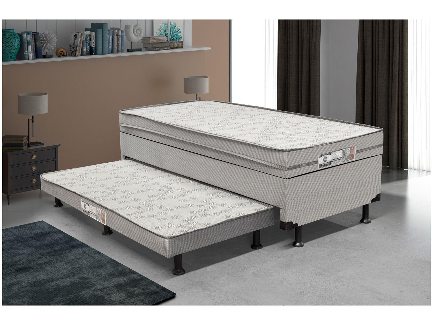 Cama Box Solteiro LightSpuma com Baú - e Cama Auxiliar 61cm de Altura ...