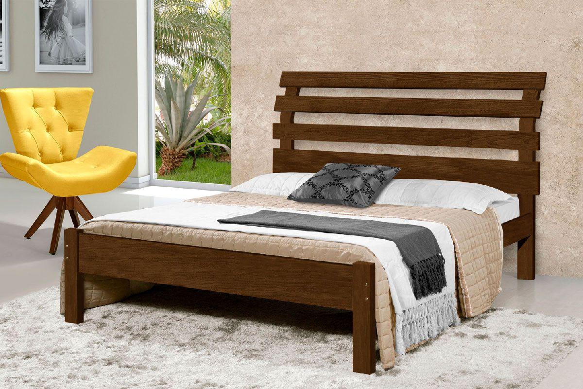 Cama de Casal Madeira Maciça Rebeca Imbuia 1,50m Largura - Atraente ...