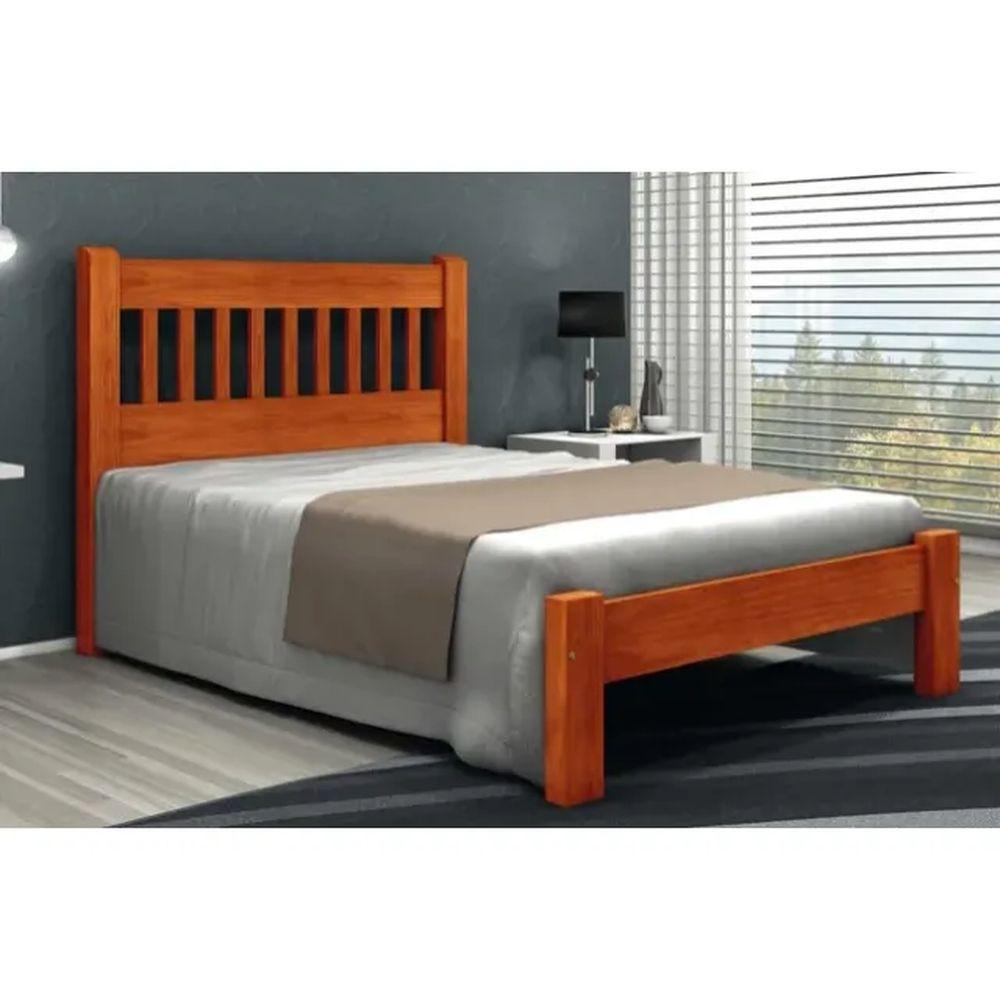 Cama de Casal Pérola de Madeira Maciça Angelim Pedra/Tauari - Mel - São ...