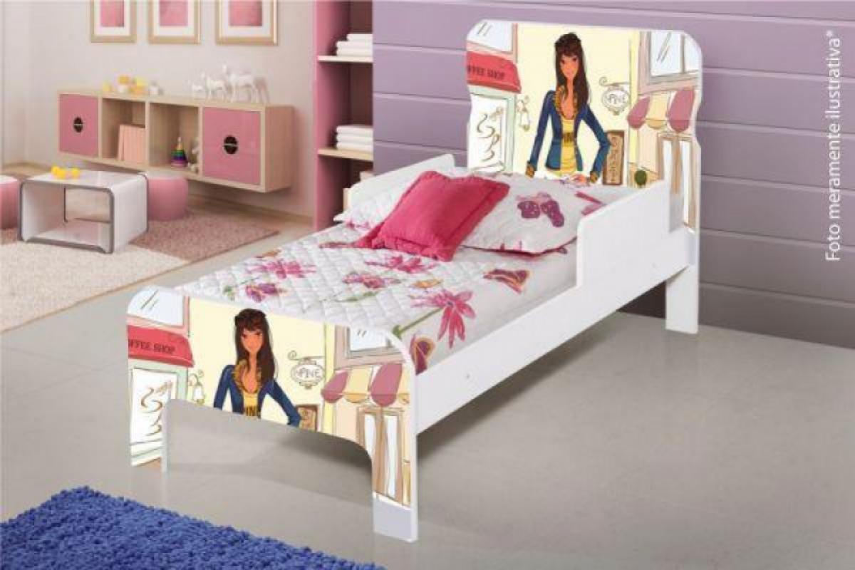 Cama Infantil Adesivada Menina Moça com Colchão - Divaloto - Cama ...