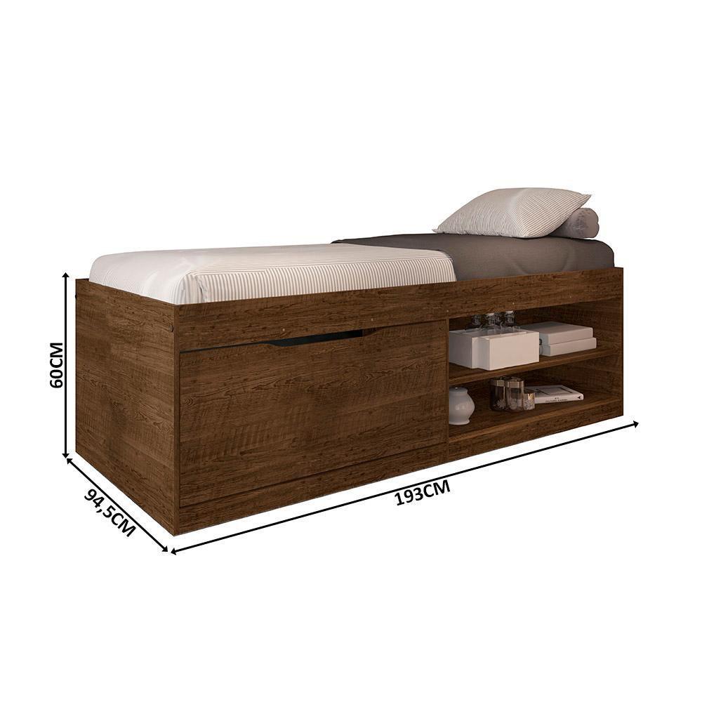 Cama Multifuncional Solteiro Com Sapateira Embutida E Colchão Malbec ...
