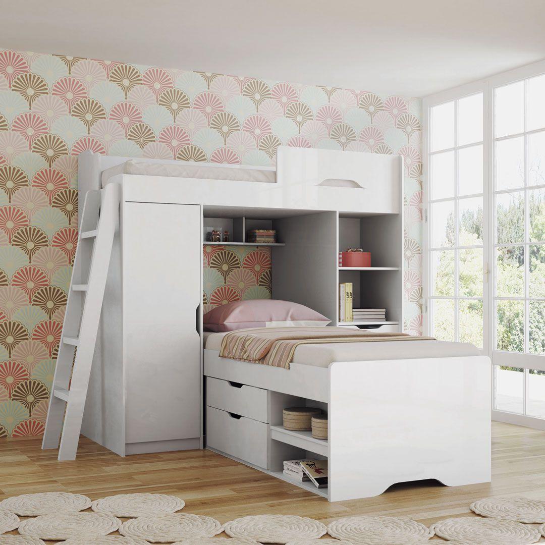 Cama Quarto Solteiro Multifuncional Conect 2 Lugares Gavetas - Santos ...