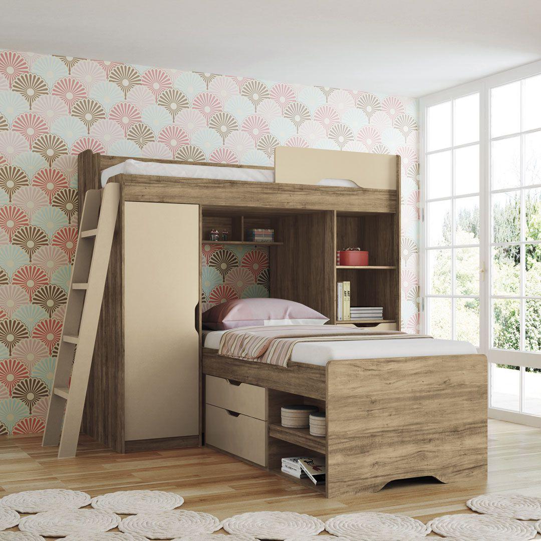 Cama Quarto Solteiro Multifuncional Conect 2 Lugares Gavetas - Santos ...