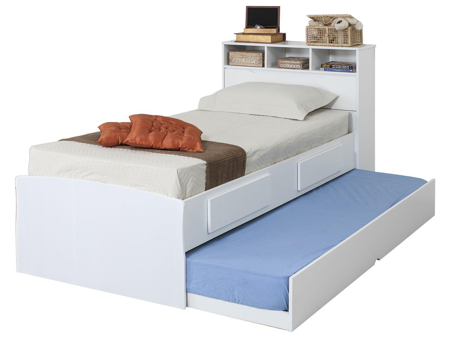 Cama Solteiro Baú 2 Gavetas Cama Auxiliar - Conquista Móveis Ravena ...