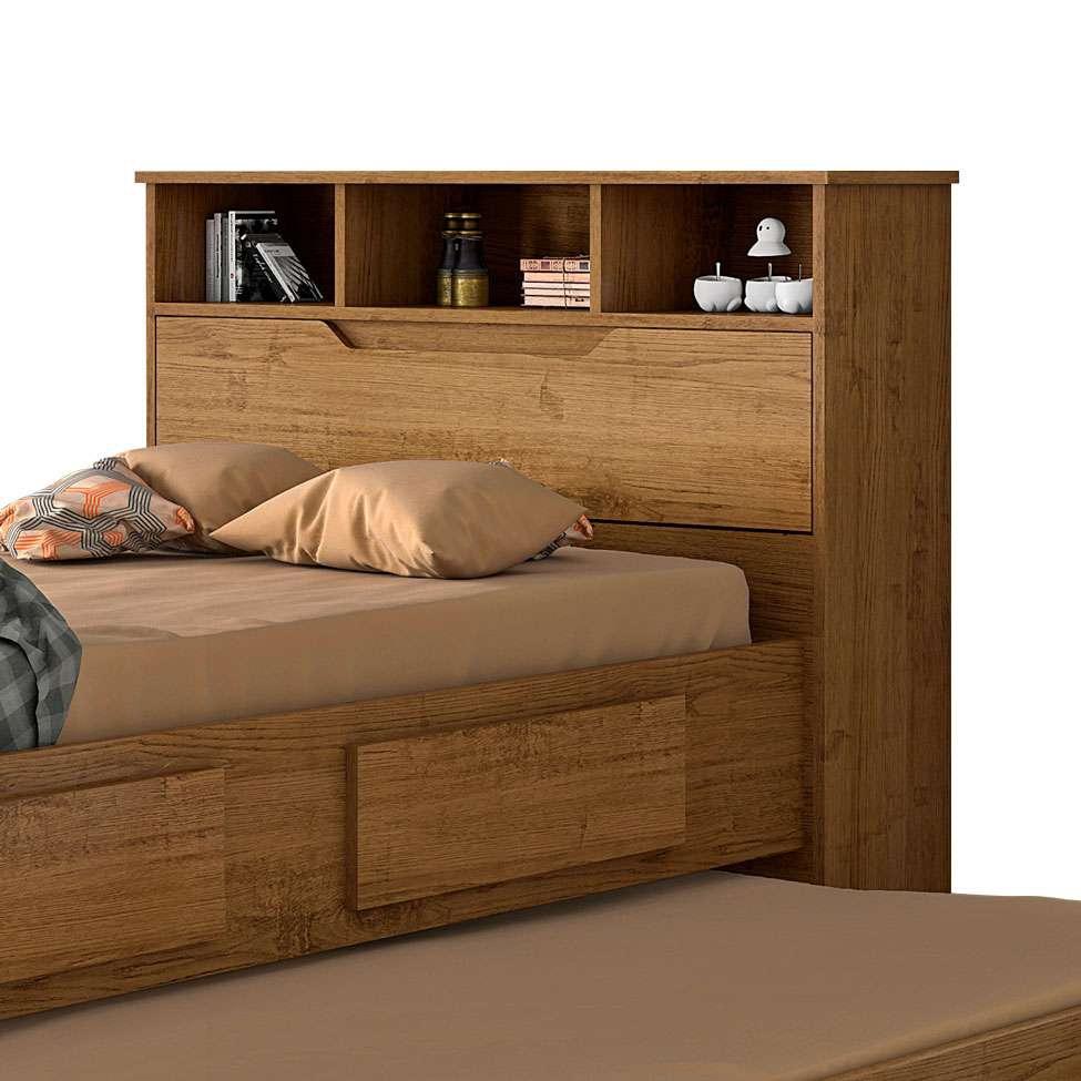 Cama Solteiro Ravena com Baú Carvalho - Conquista móveis - Cama de ...