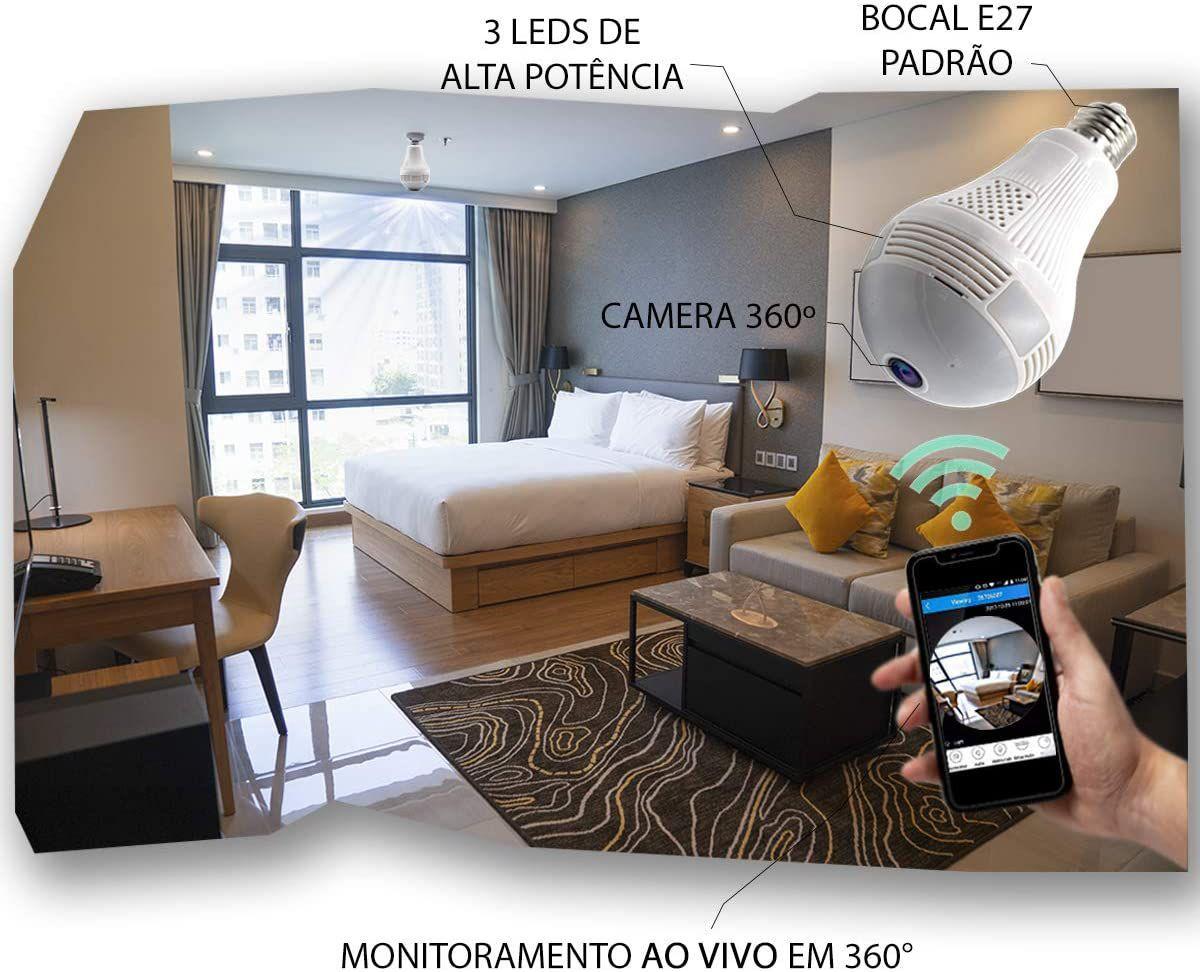 Camera Ip Lampada Panoramica Seguraça Vr 360 Wifi Led V380s - Bcs ...