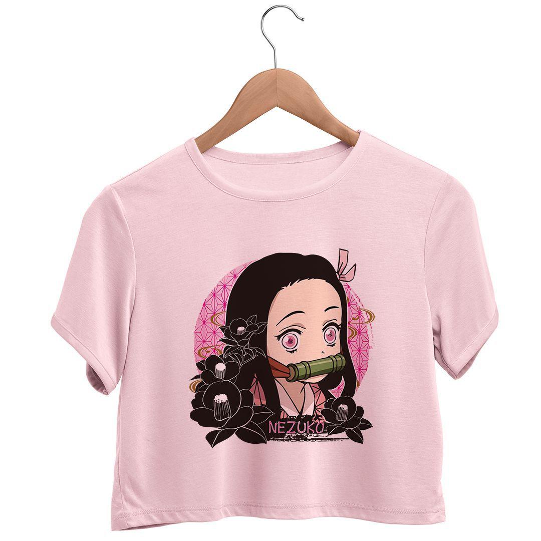 Camiseta Cropped Anime Demon Slayer Kimetsu No Yaiba Nezuko Flowers - T ...