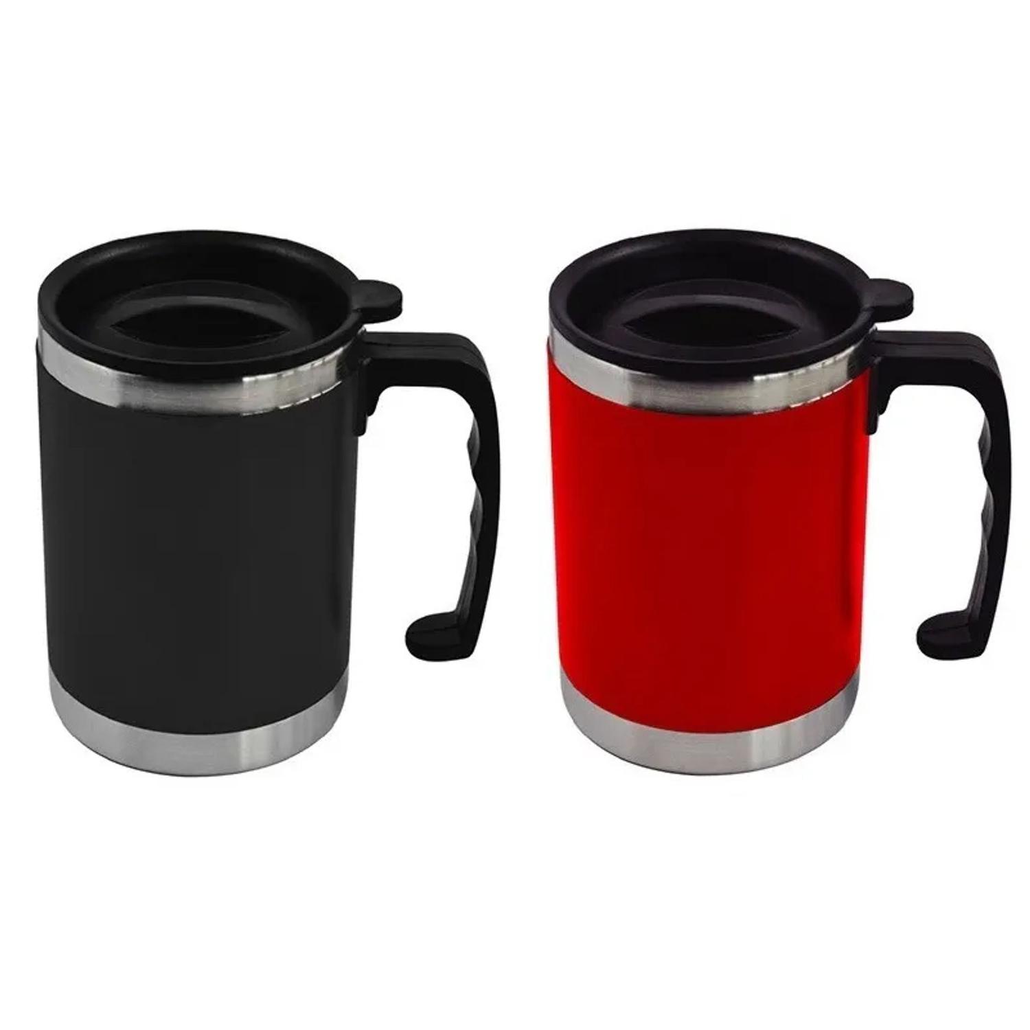 Caneca Térmica Café e Chá 400ml 2 Bicas Antiaderrente Aço Inox PRETA ...