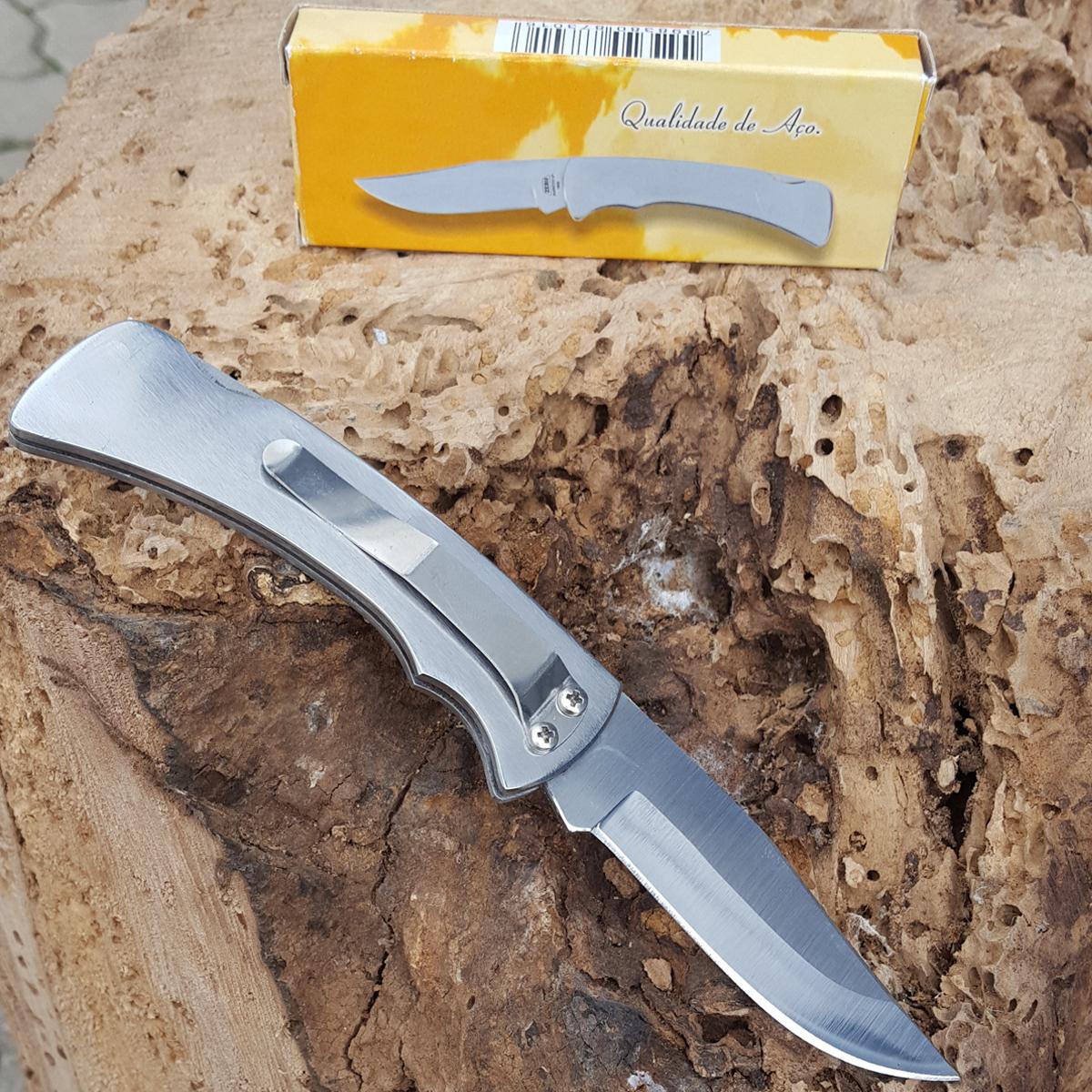 Canivete Aço Inox Dobrável Com Trava E Clip Tipo Americano - Zanline ...