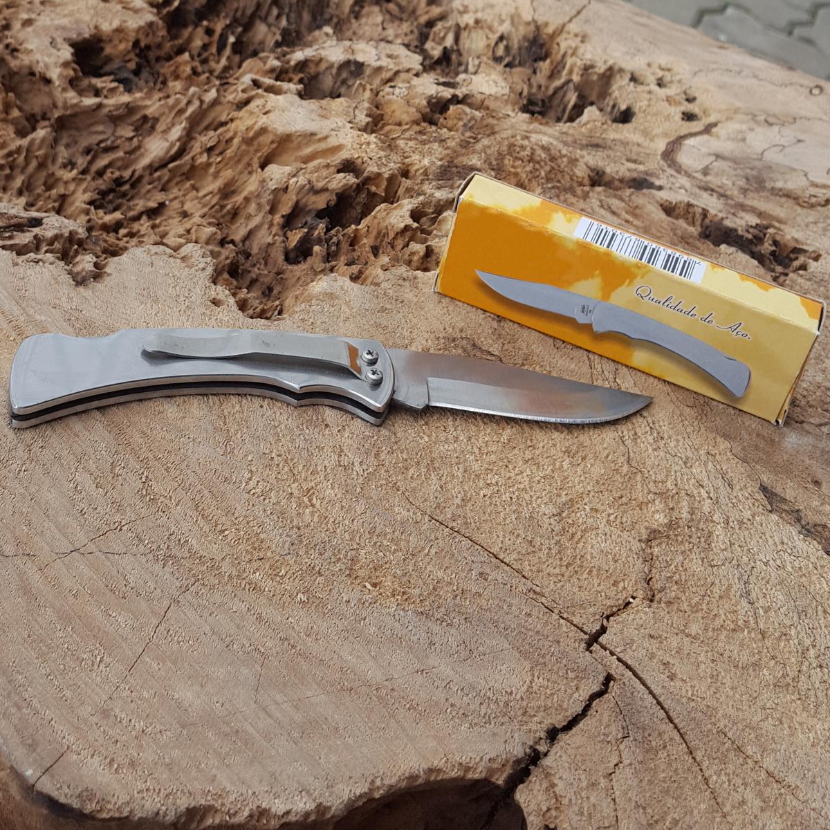 Canivete Aço Inox Dobrável Com Trava E Clip Tipo Americano - Zanline ...