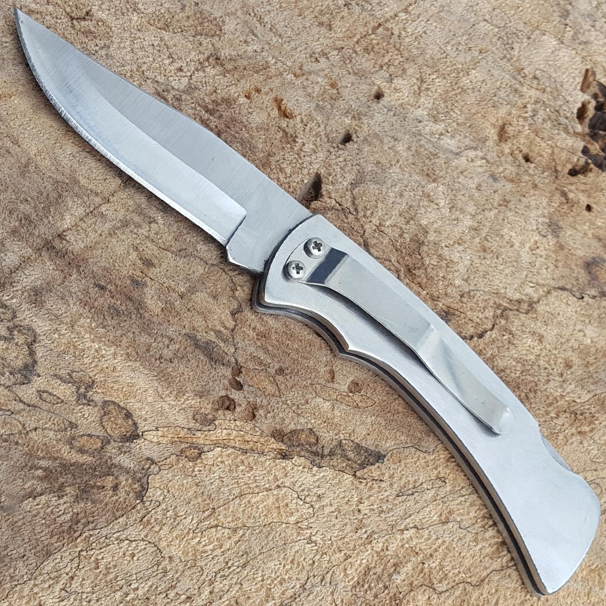 Canivete Aço Inox Dobrável Com Trava E Clip Tipo Americano - Zanline ...