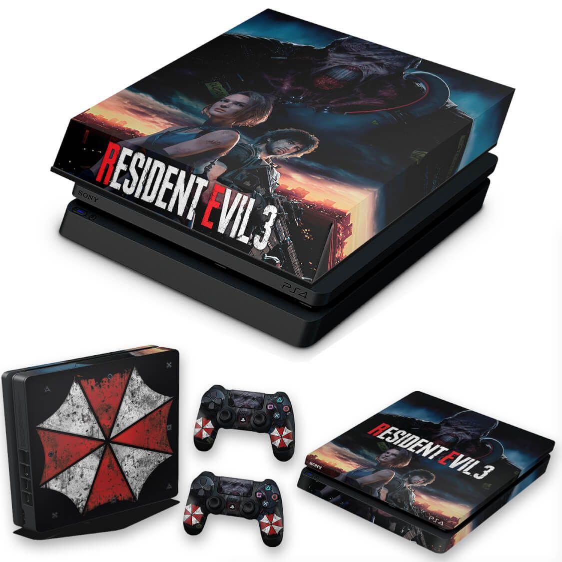 Capa Anti Poeira E Skin Compatível Ps4 Slim Resident Evil 3 Remake