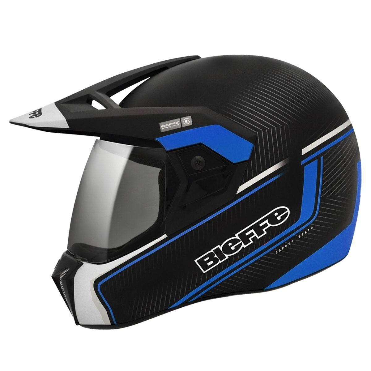 Capacete Bieffe 3 Sport Stato Preto Fosco e Azul Tamanho:56 - Capacetes ...