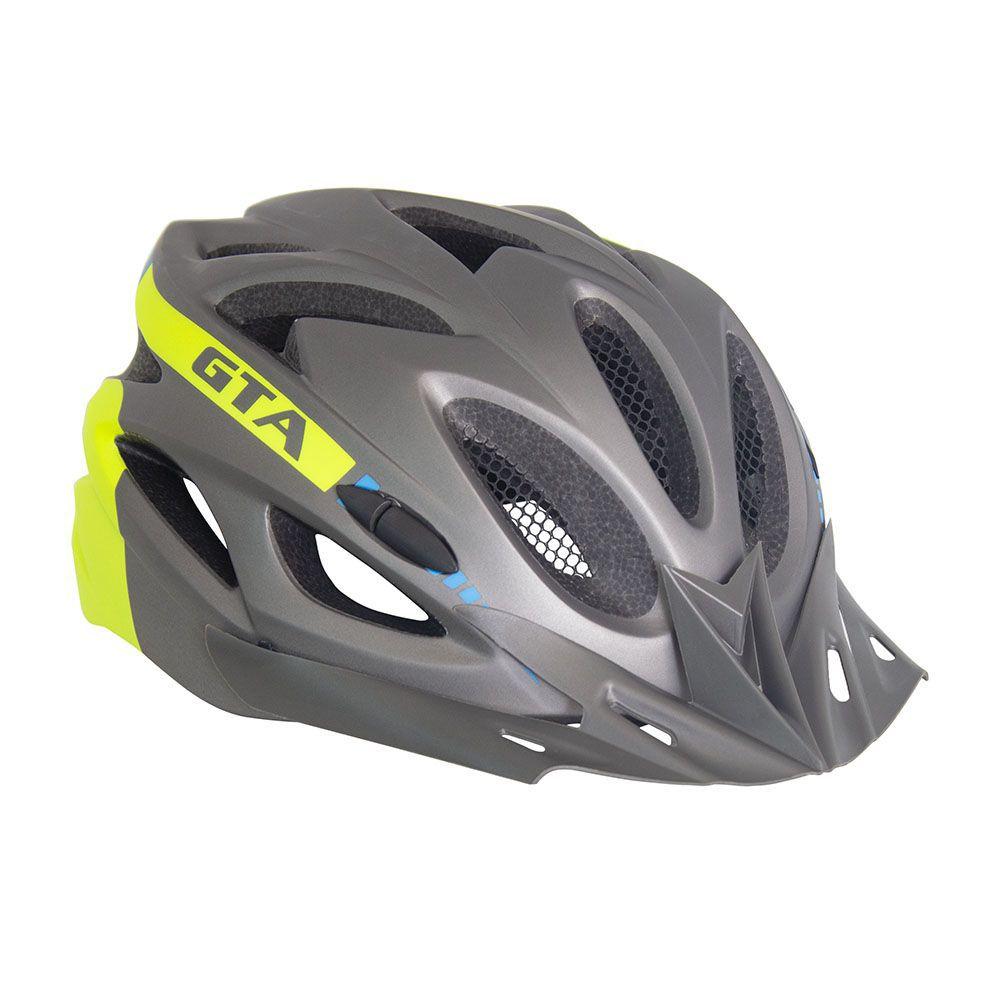 Capacete Bike MTB Com Led e Regulagem NX GTA Cinza Amarelo - Capacete ...