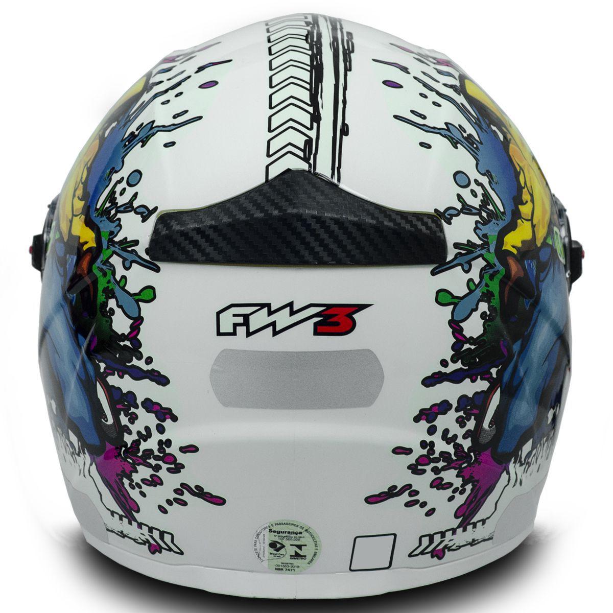 Capacete Moto Street Branco Brilhante Narigueira Fechado 58 - FW3 ...