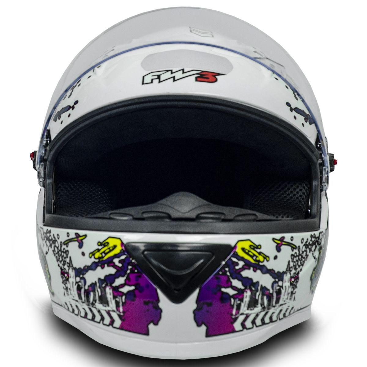 Capacete Moto Street Branco Brilhante Narigueira Fechado 58 - FW3 ...