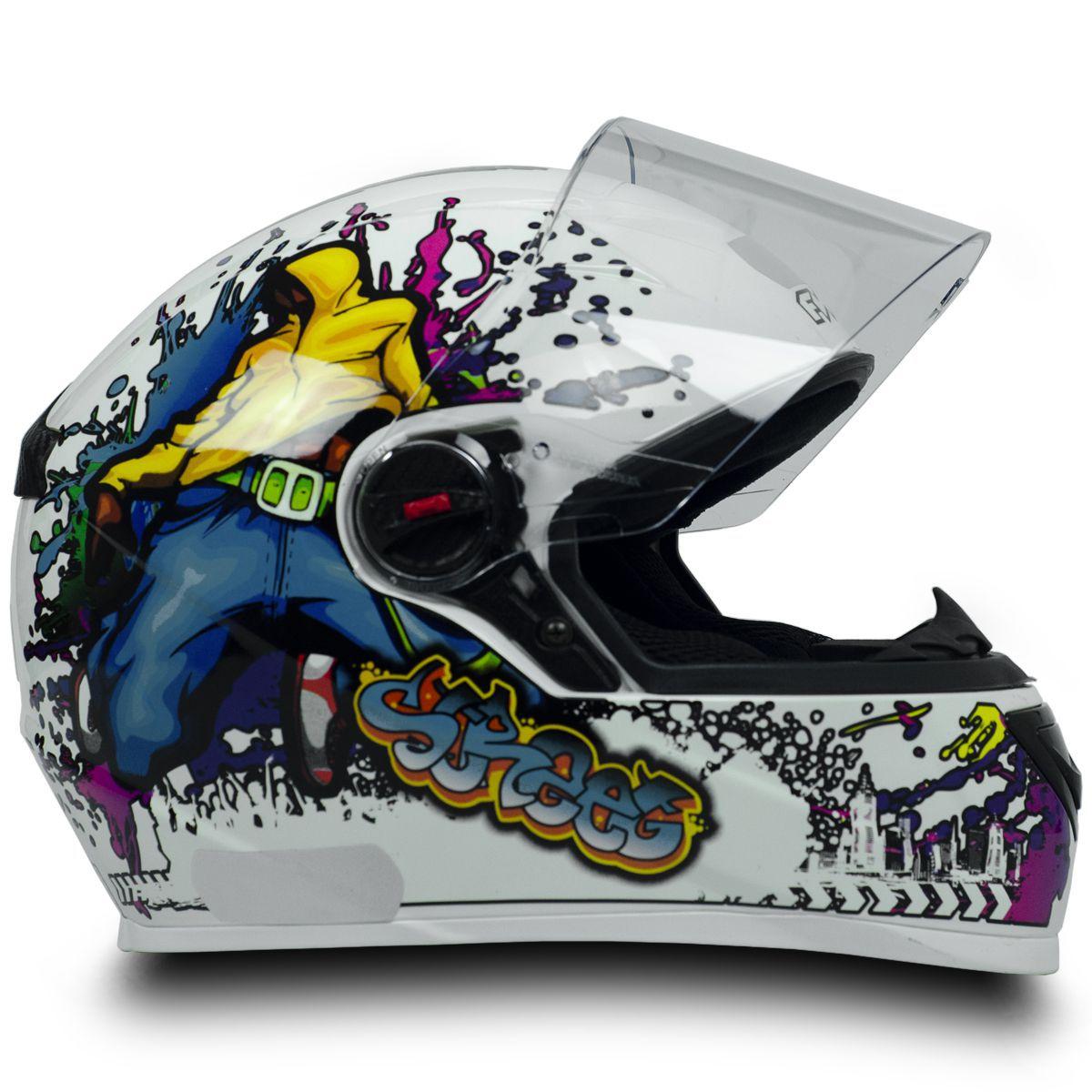 Capacete Moto Street Branco Brilhante Narigueira Fechado 58 - FW3 ...