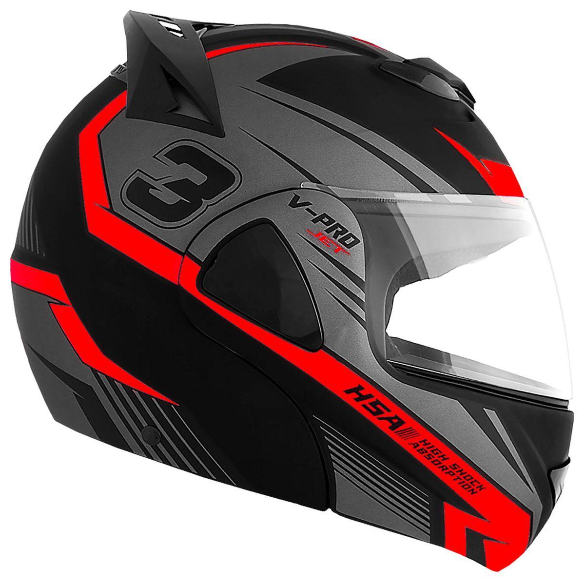Capacete Pro Tork V Pro Jet 3 Vermelho Tamanho 60 Viseira Transparente ...