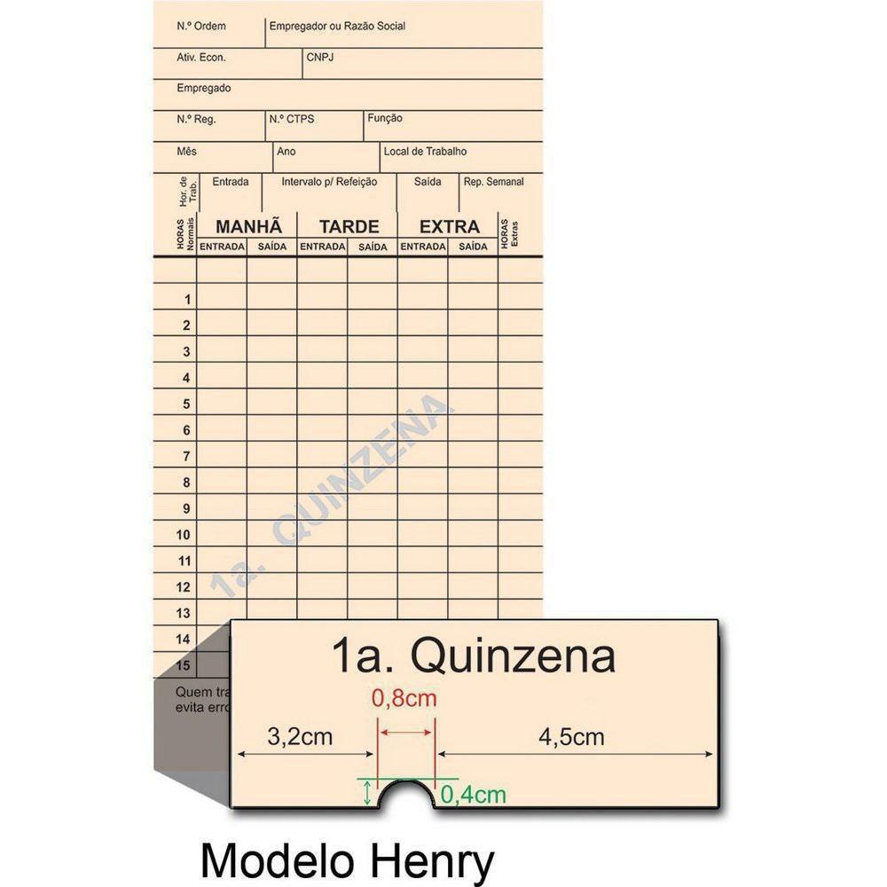 Cartão De Ponto Mensal Modelo Henry 1120 Com 100 Folhas - Tamoio ...