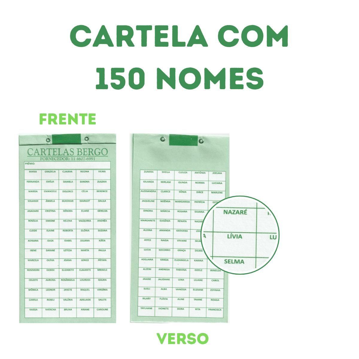 Cartela de rifa 150 nomes com 20 unidades bergo | Magalu Empresas | B2B ...