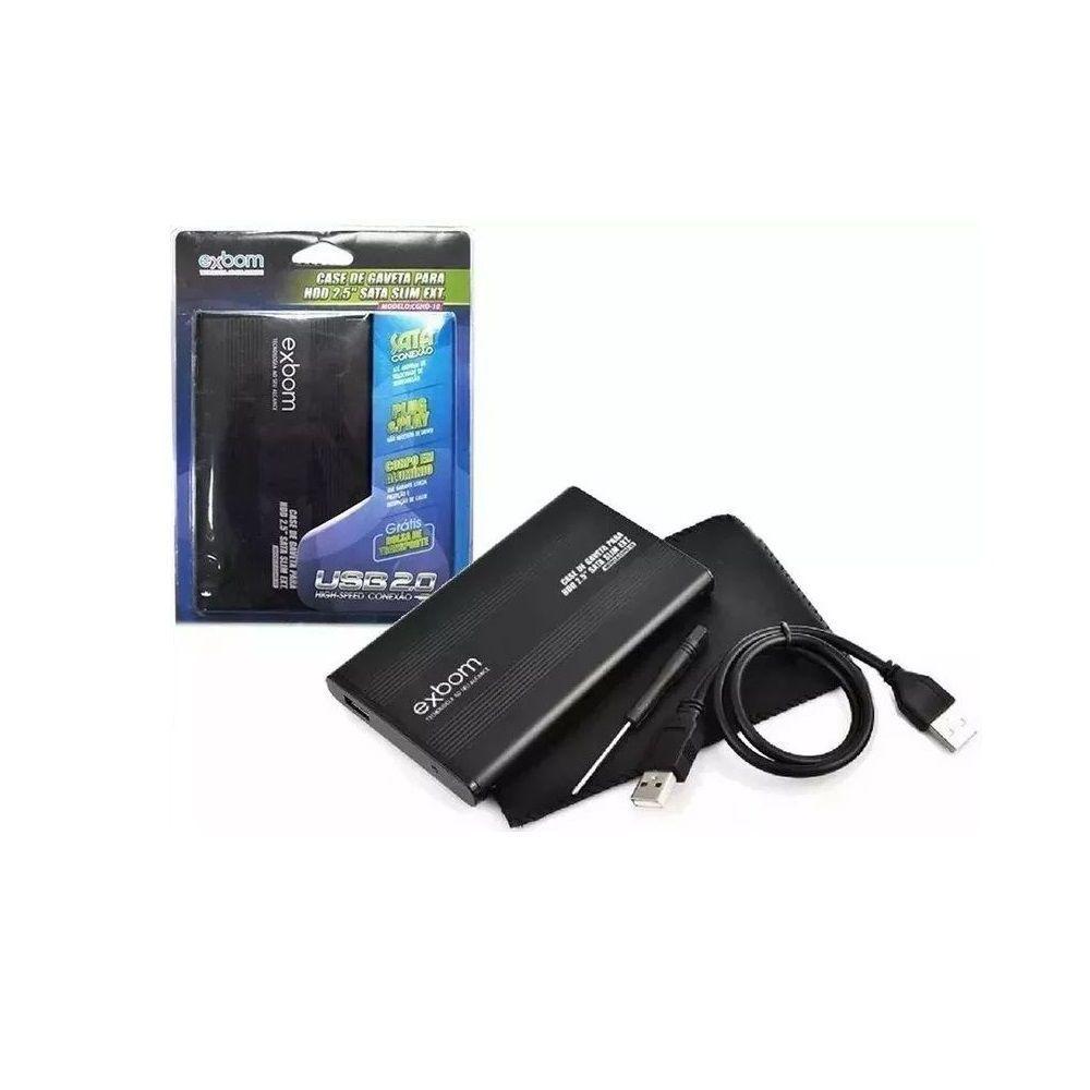 Case para HD de Notebook 2,5 Sata Slim em Alumínio CGHD-10 Preto Exbom ...