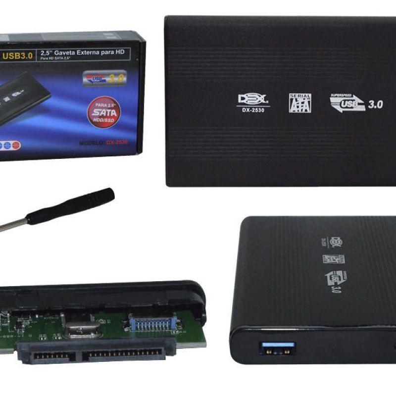 Case Para Hd Notebook 2,5 Sata Para Usb 3.0 DX-2530 Preta - DEX - Case ...