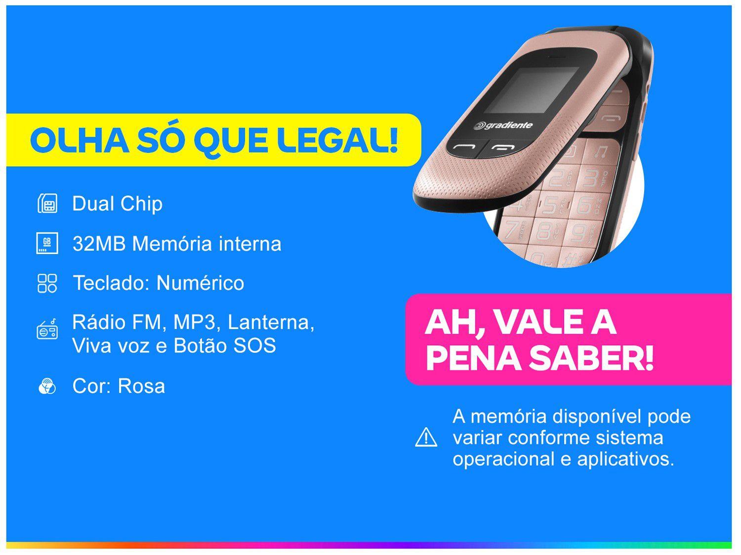 Celular Gradiente Neo S 105R Flip Dual Chip 32MB