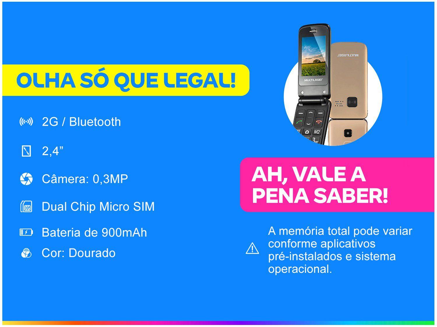 Celular Multi Flip Vita Dual Chip 2G Rádio FM MP3 Bluetooth Desbloqueado