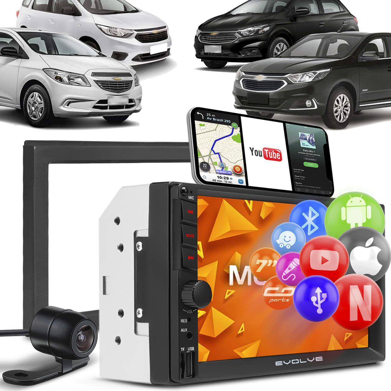 Central Multimídia Cobalt Prisma Onix Spin Multilaser Evolve GP348 Preto MP5 BT Espelha + Câmera ...