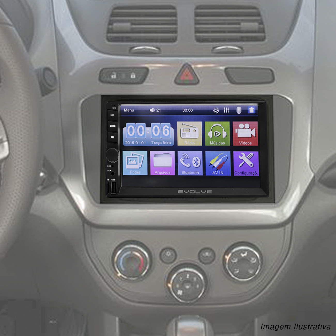 Central Multimídia Cobalt Prisma Onix Spin Multilaser Evolve GP348 Preto MP5 BT Espelha + Câmera ...