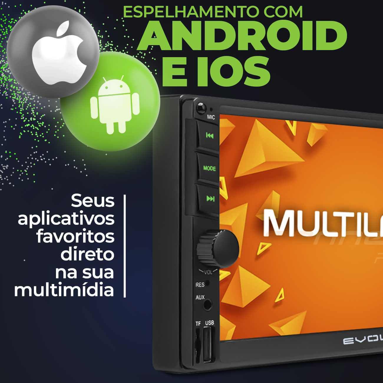 Central Multimídia Palio Strada Siena Idea Prata Multilaser Evolve GP348 Espelhamento Android ...