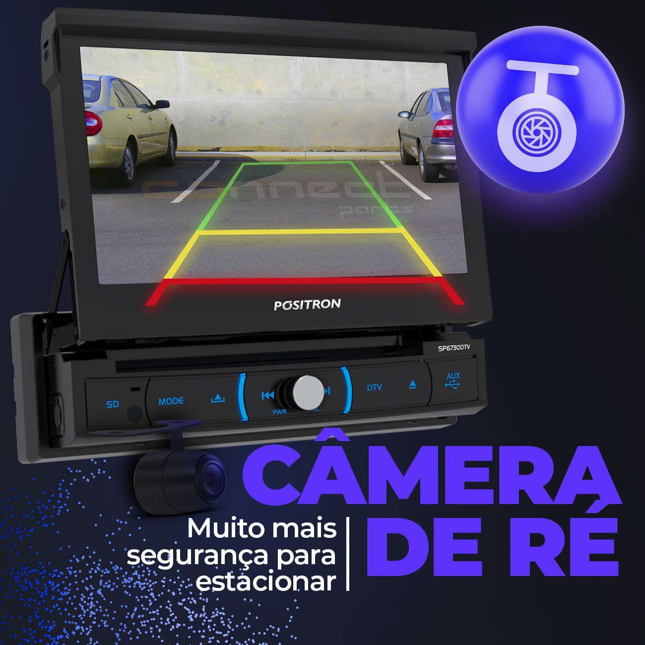 Central Multimidia Retrátil Pósitron SP6730DTV 7” 1 Din Espelhamento ...
