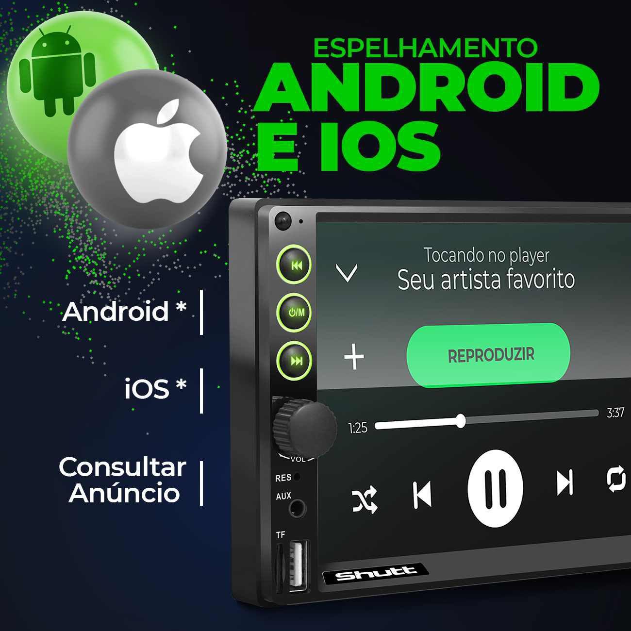 Central Multimídia Shutt Chicago MP5 Espelha + Controle + Moldura Cobalt Prisma Onix Spin ...