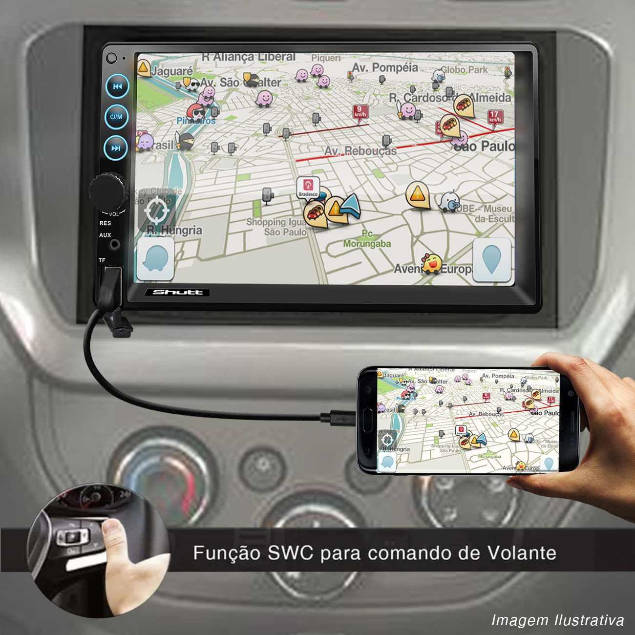 Central Multimídia Shutt Chicago MP5 Espelha + Controle + Moldura Cobalt Prisma Onix Spin ...