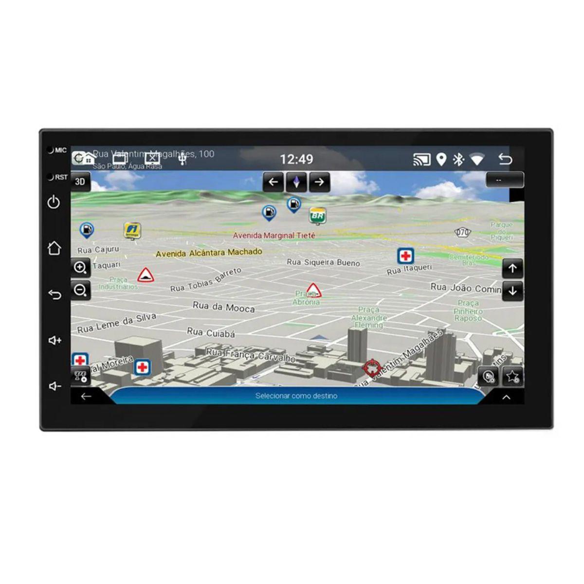 Central Multimídia Universal Tela IPS de 7" Polegadas Quad Core 2GB ...