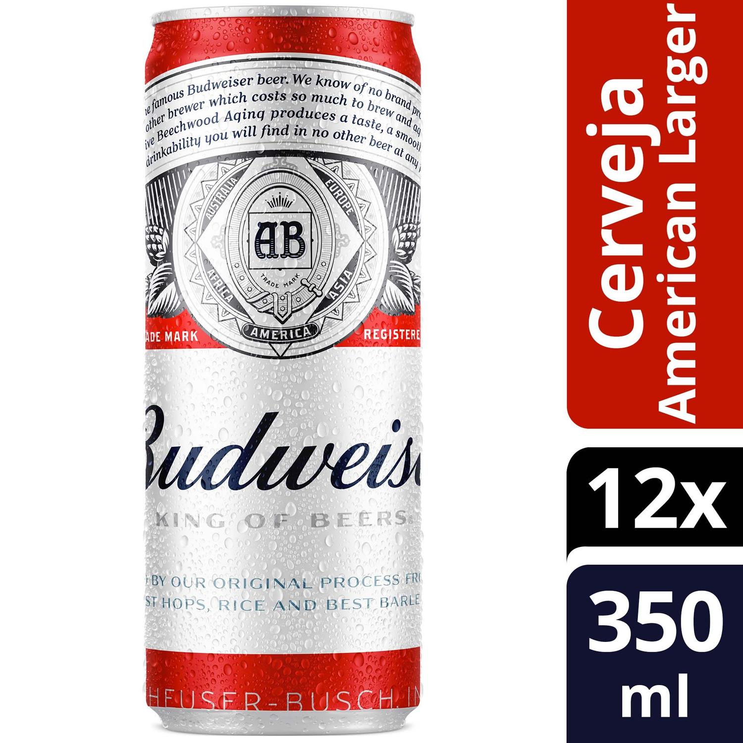 Cerveja Budweiser American Lager 12 Unidades Lata 350ml