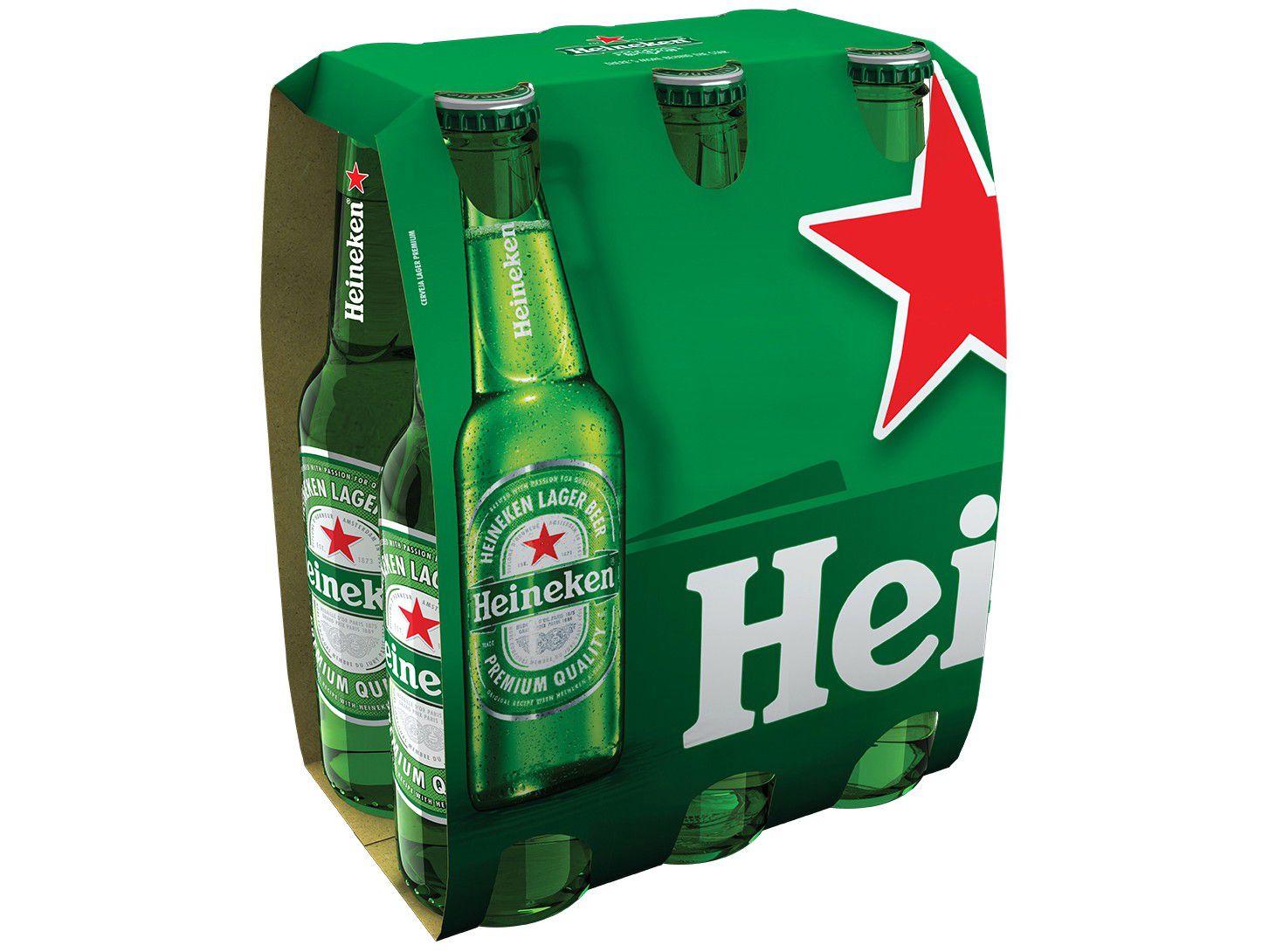 Cerveja Heineken Puro Malte Lager Premium Long Neck 6 Garrafas De