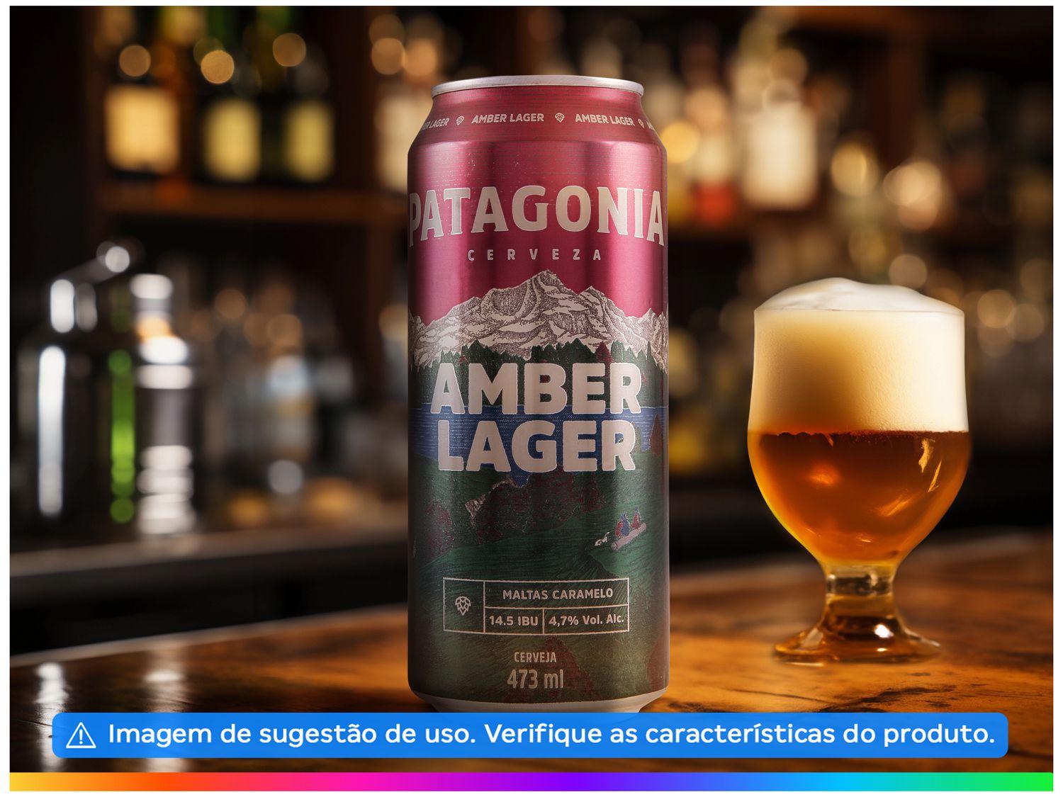 Cerveja Patagonia Amber Lager Triplo Malte 1 Unidade Lata 473ml
