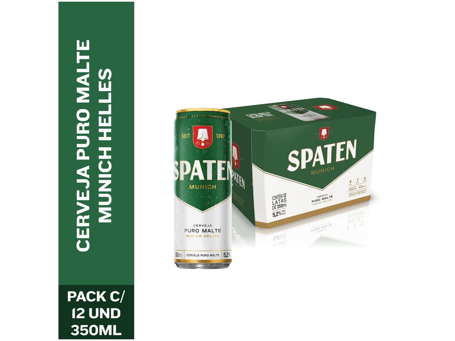 Cerveja Spaten Puro Malte Munich Helles Lager 12 Unidades Lata 350ml