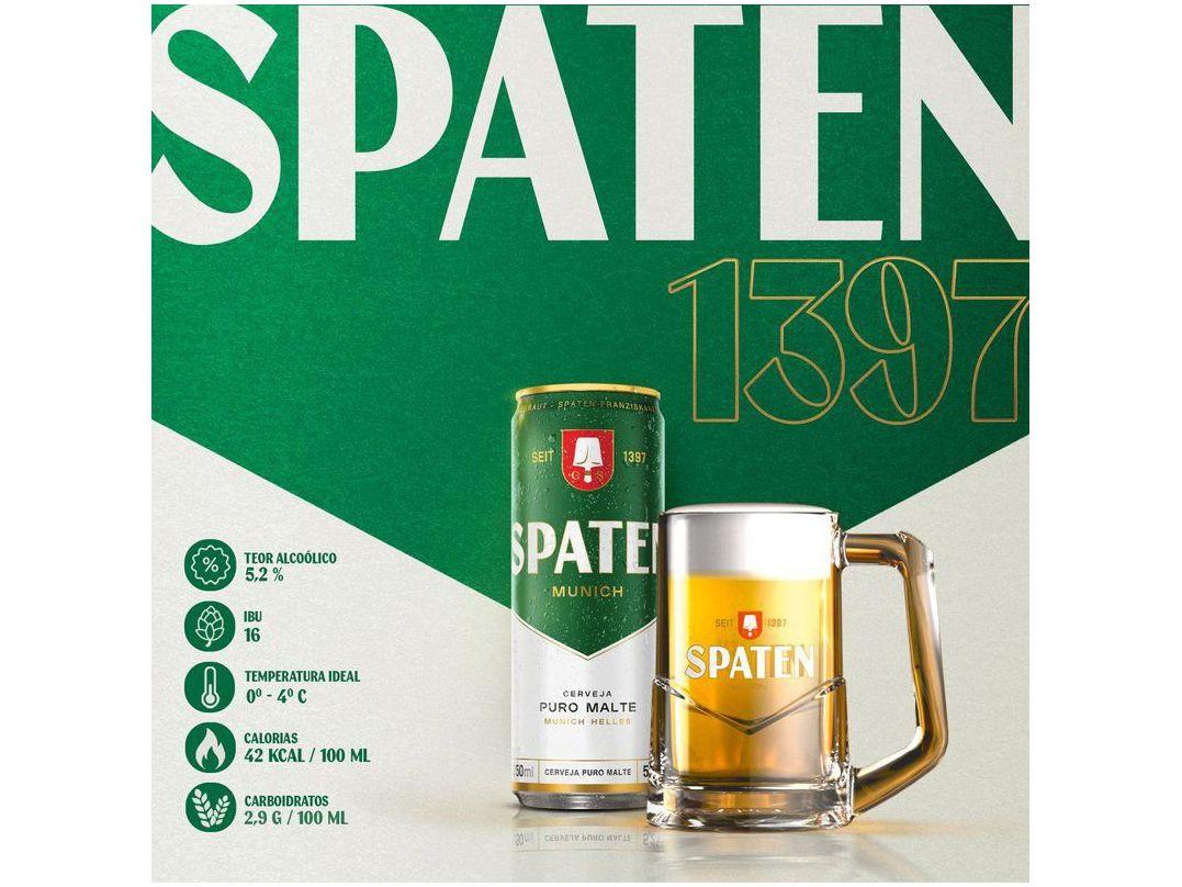 Cerveja Spaten Puro Malte Munich Helles Lager 12 Unidades Lata 350ml
