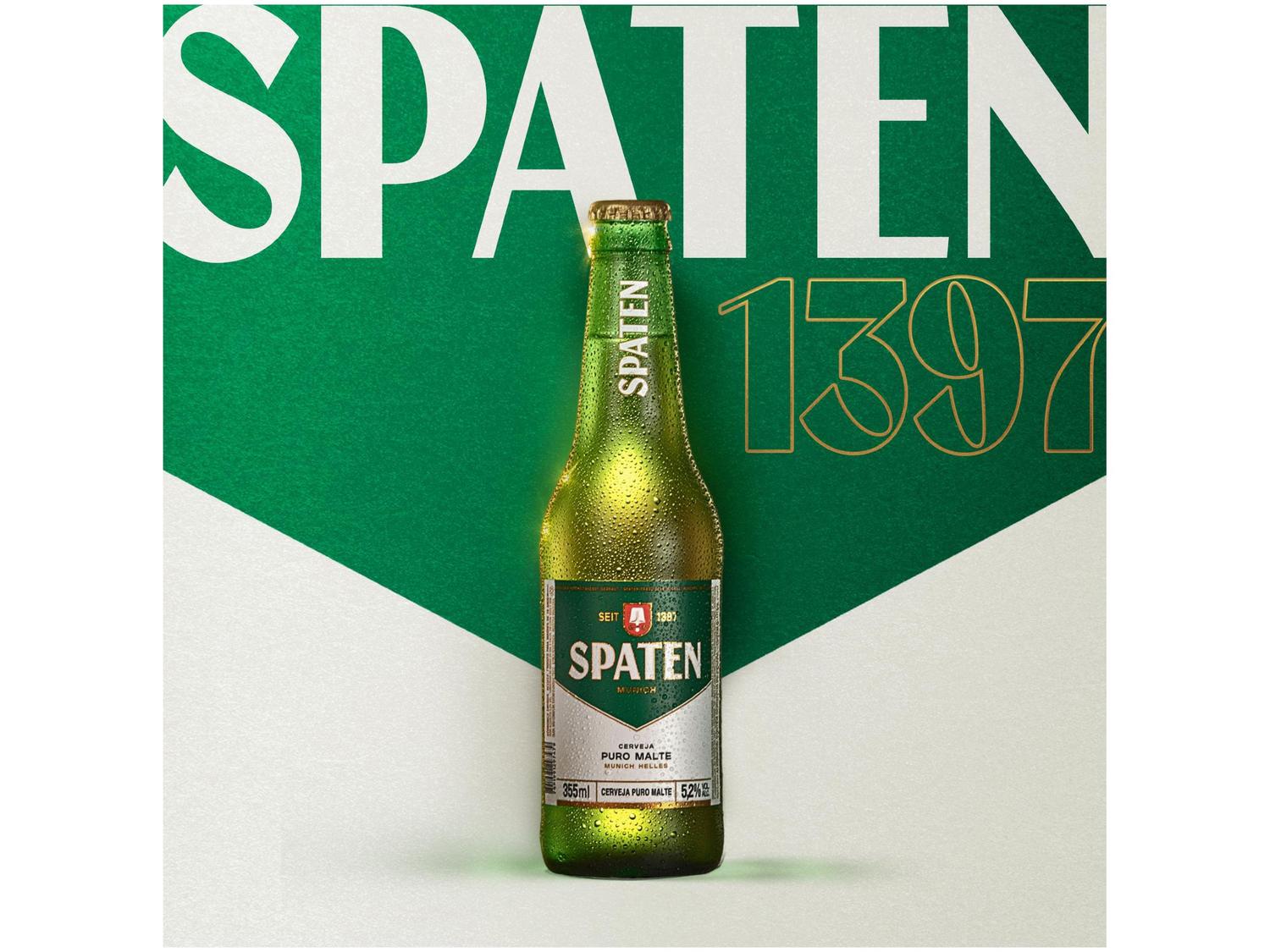 Cerveja Spaten Puro Malte Munich Helles Lager 6 Unidades Long Neck 355ml