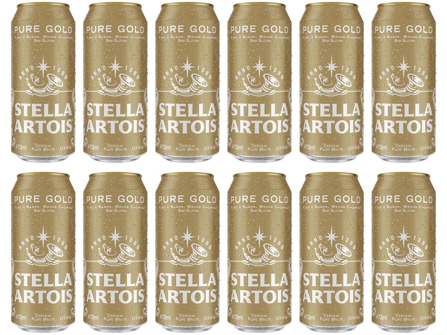 Cerveja Stella Artois Pure Gold Puro Malte 12 Unidades Lata 473ml