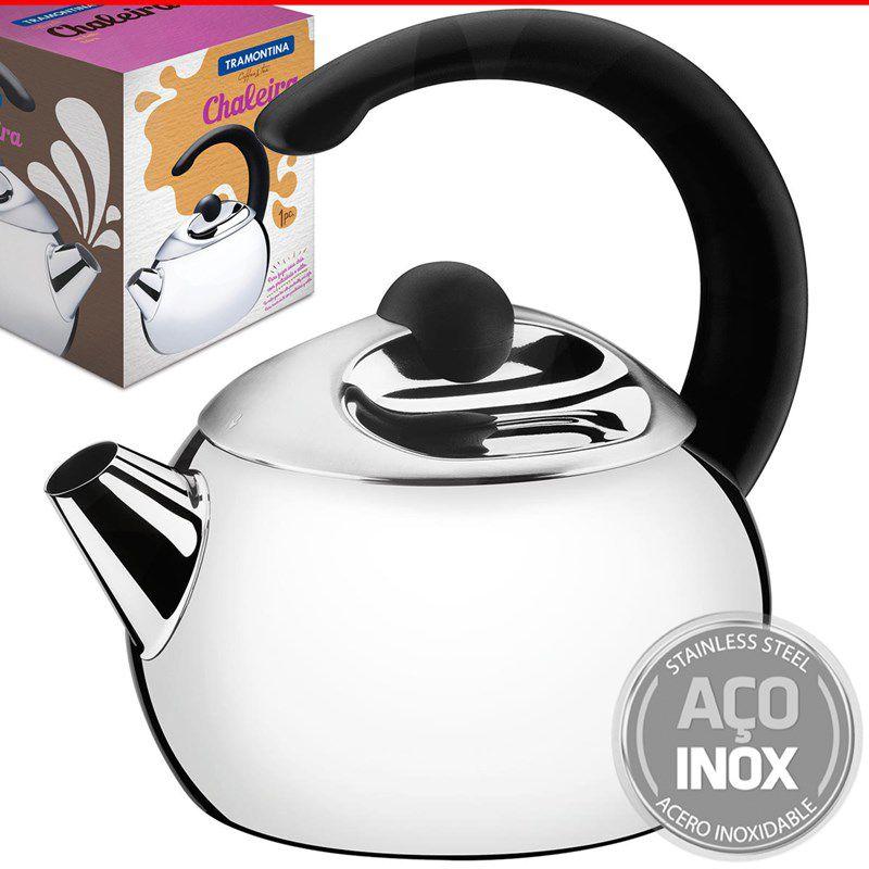 Chaleira Inox Tramontina 1,3 Litros Alto Brilho Ø15cm C/ Nf - Chaleiras ...