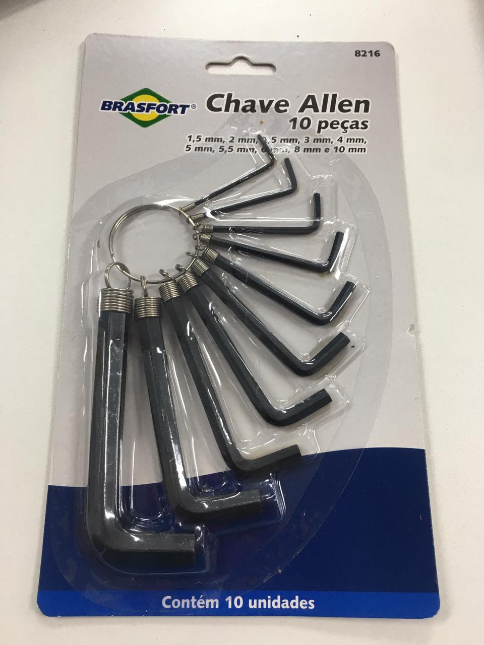 Chave Allen Kit 10 Peças - Medidas Variadas - Marca: Brasfort - Chave ...