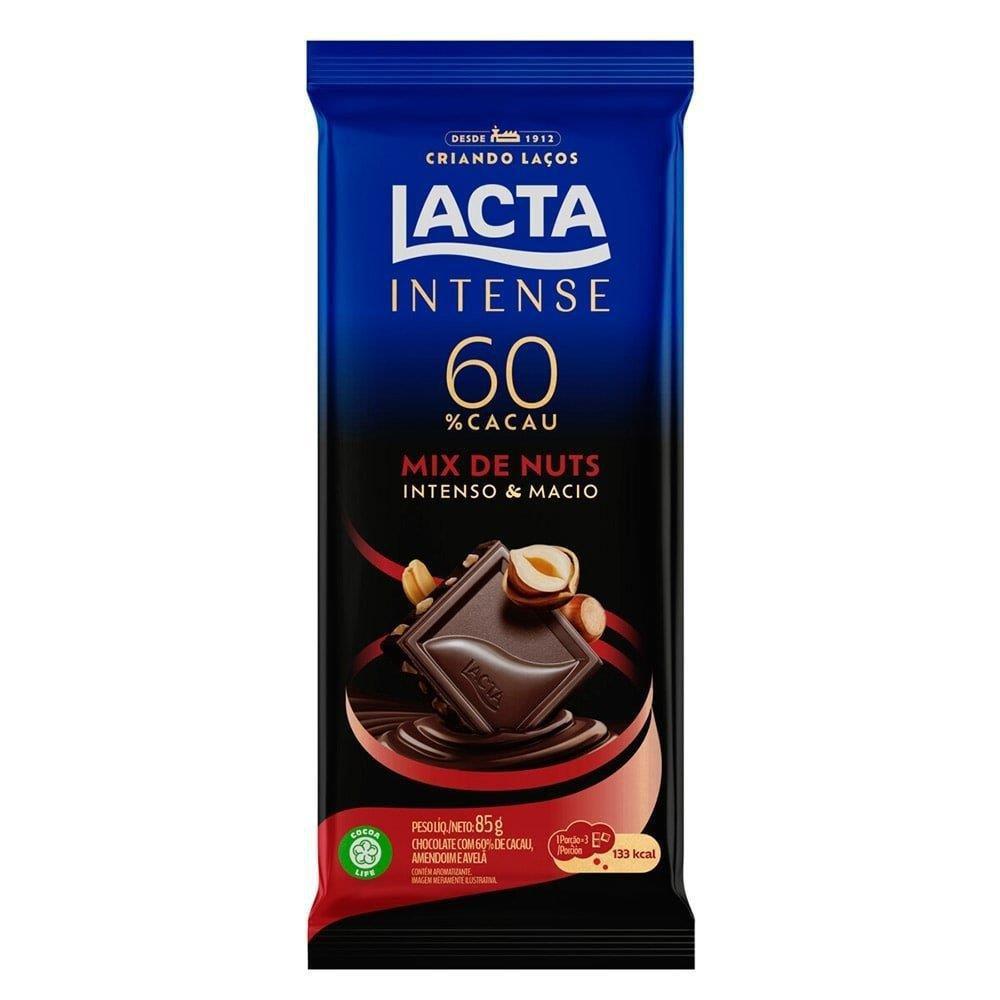 Chocolate Lacta Intense 60% Cacau Mix Nuts 85g Embalagem com 17 Unidades - Bomboniere - Magazine ...