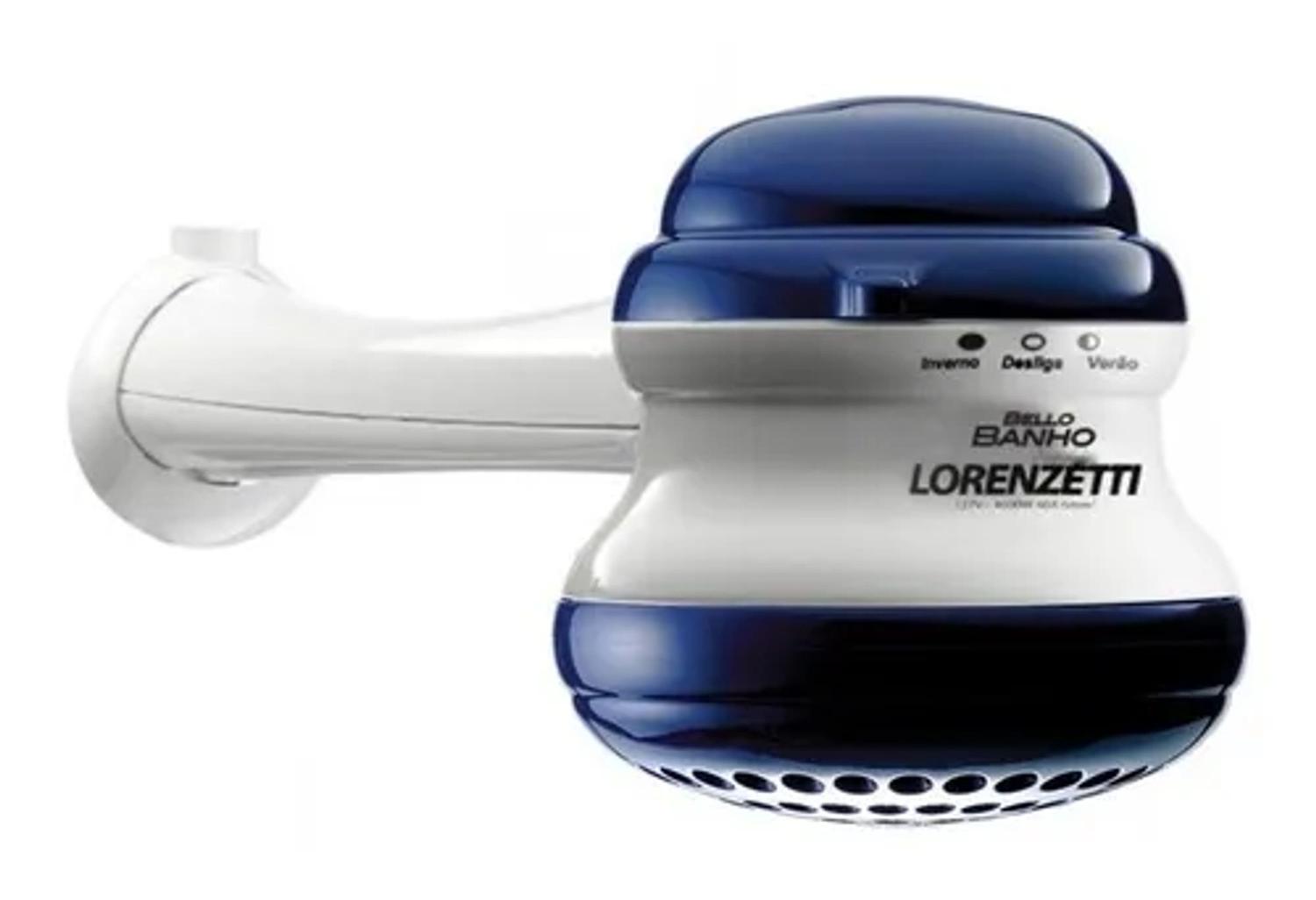 Chuveiro lorenzetti loren bello 127v x 5500w - azul c/ braço (2675 ...
