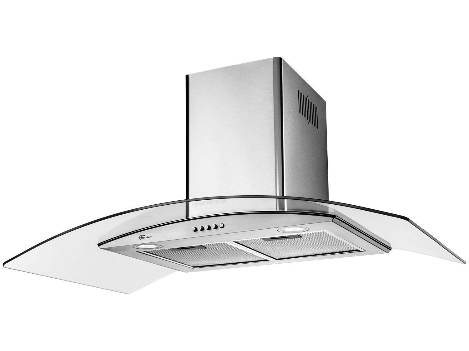 Coifa de Parede Fischer 90cm 6 Bocas - com Vidro Curvo Inox 3 ...