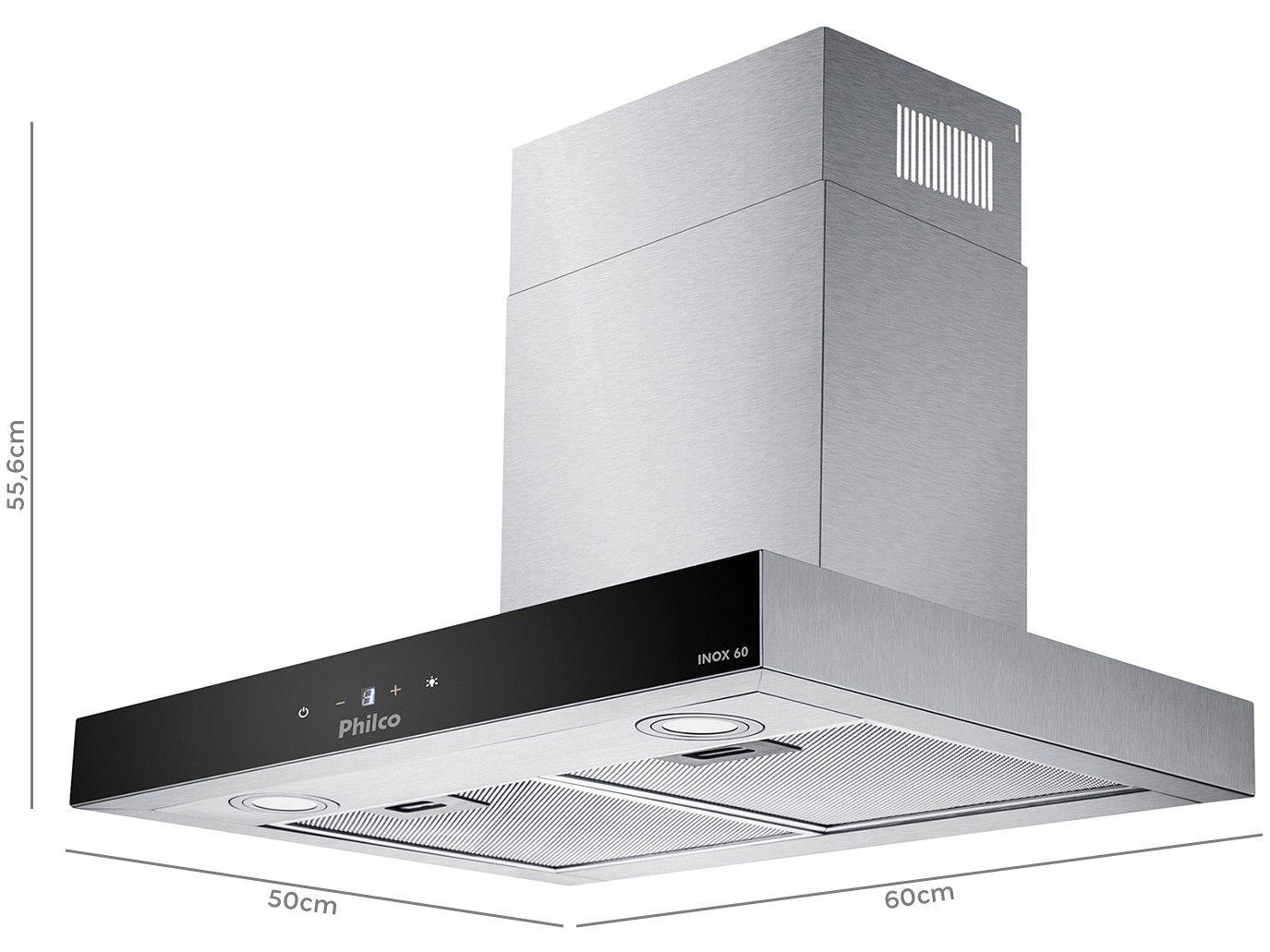 Coifa de Parede Philco 60cm 4 Bocas - 3 Velocidades Inox 60 - Coifa de ...