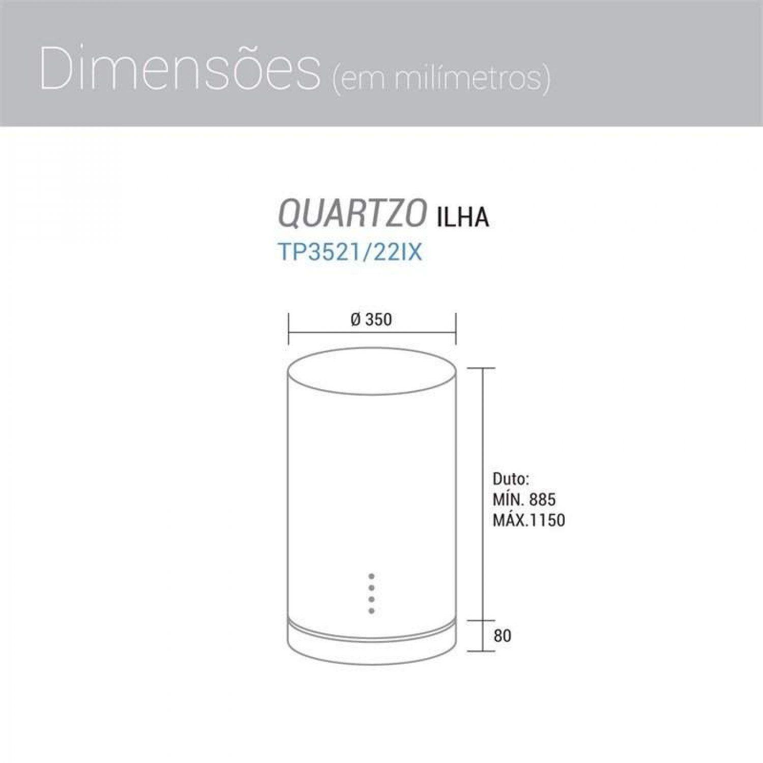 Coifa Ilha Redonda Quartzo 35cm TP3522IX Suggar 220V Inox - Coifa de ...